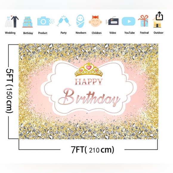 Amazon | Party Supplies | Happy Birthday Banner 7x5 Feet | Poshmark